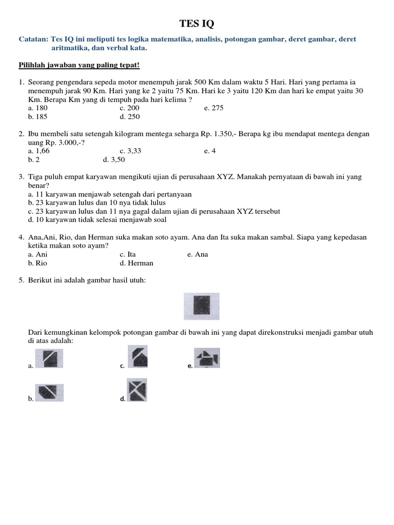 Contoh TES Intelegensi Atau IQ Umum | PDF