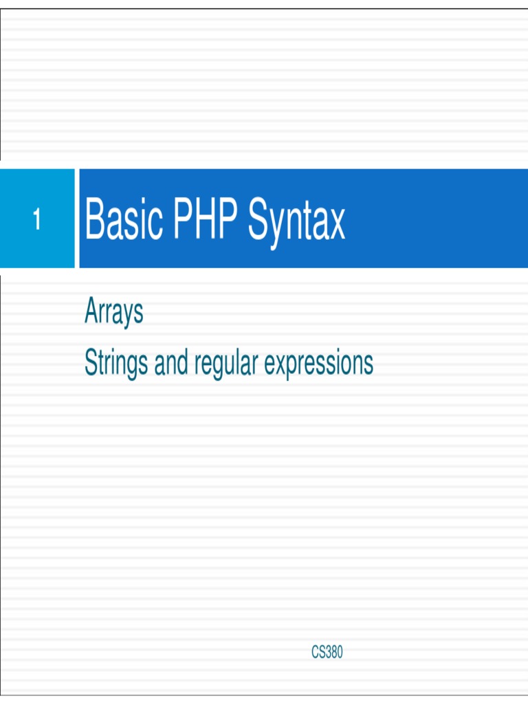 Basic Php Syntax Arrays Strings And Regular Expressions Pdf Php Array Data Structure