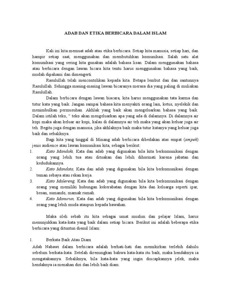 Etika Berbicara dalam Islam | PDF