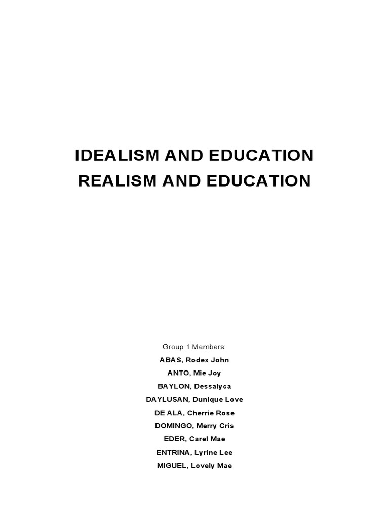 Idealism and Education Realism and Education | PDF | Philosophical ...