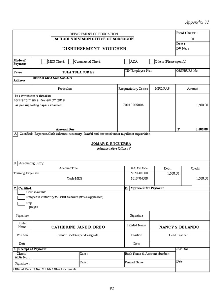 Appendix 32 - DV | PDF | Payments | Cheque
