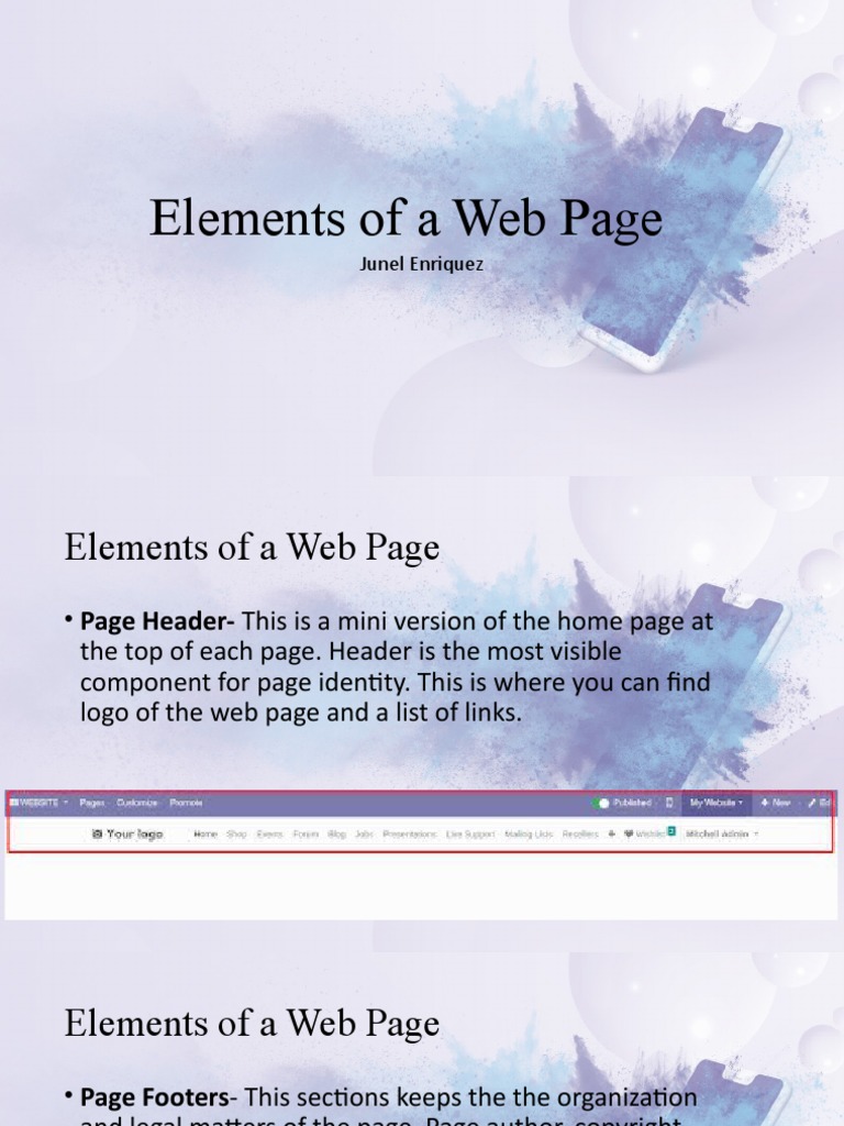 Elements of A Web Page | PDF