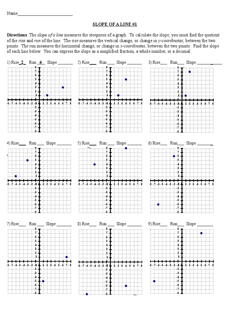 Calculate Slope of a Line Worksheet | PDF | Slope | Elementary Mathematics