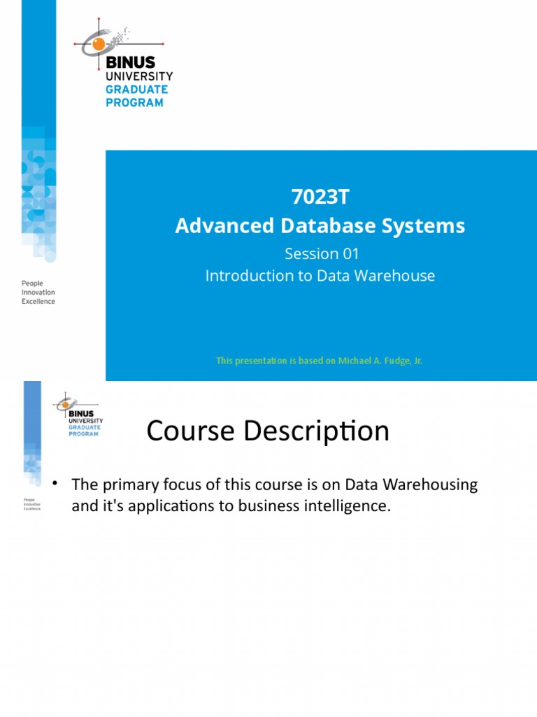 7023T Advanced Database Systems: Session 01 Introduction To Data Warehouse | Download Free PDF ...