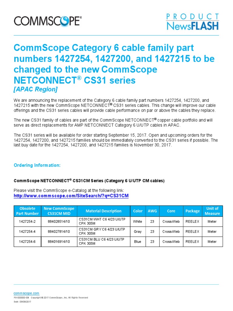 COMMSCOPE AMP Product NewsFLASH - Cat 6 | PDF | Electromagnetic ...