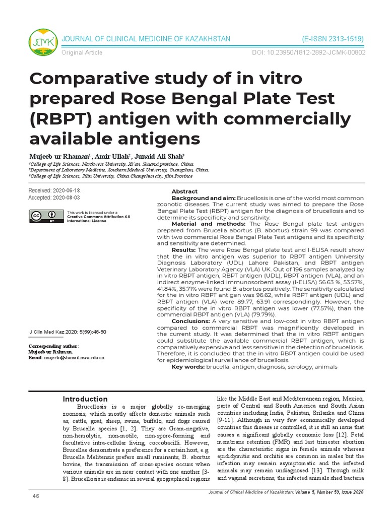 Comparative Study of in Vitro Prepared Rose Bengal Plate Test (RBPT ...