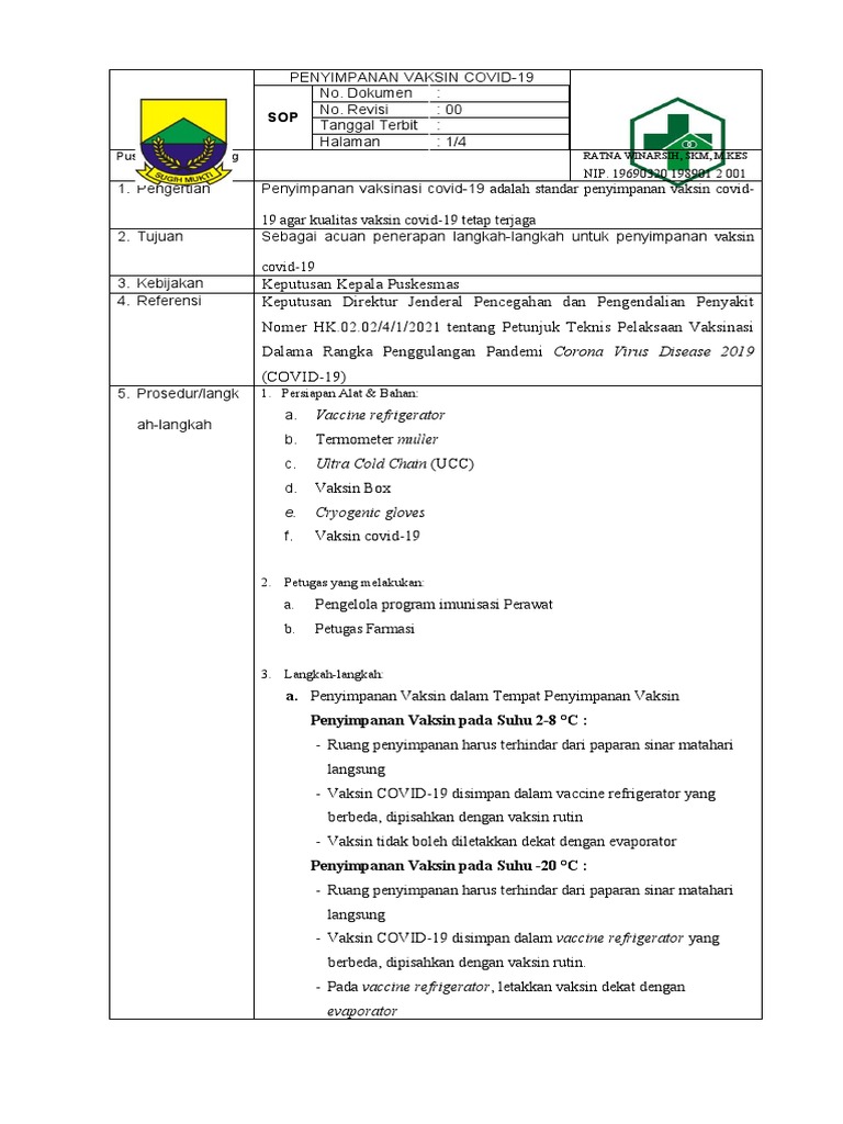 STANDAR PENYIMPANAN VAKSIN COVID-19 | PDF