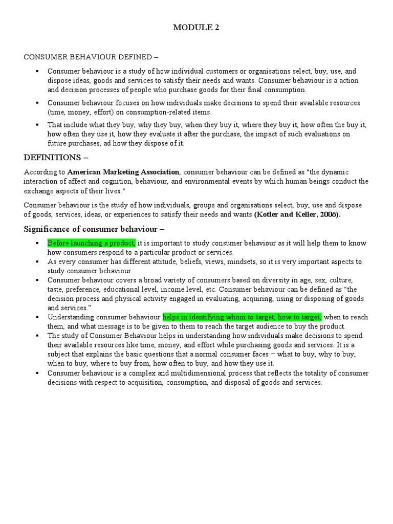 Module - 2 | PDF | Consumer Behaviour | Behavior