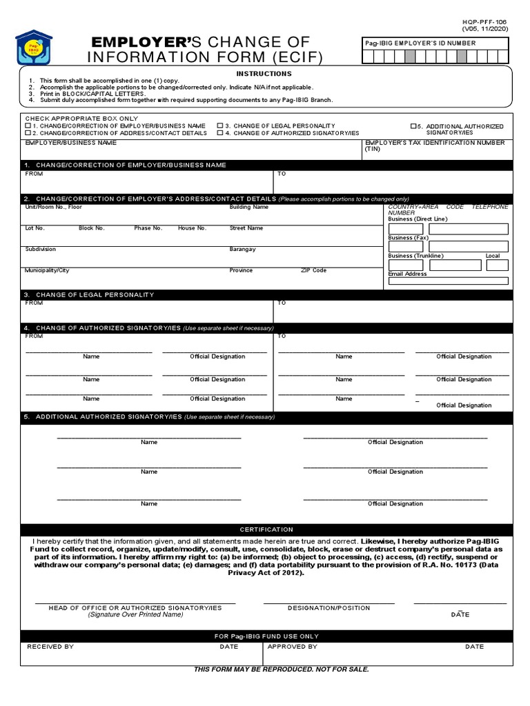 Pag-IBIG Employer Change Form 2025 | PDF | Government | Justice