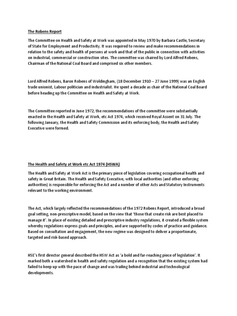 The Robens Report | PDF | Occupational Safety And Health | Government