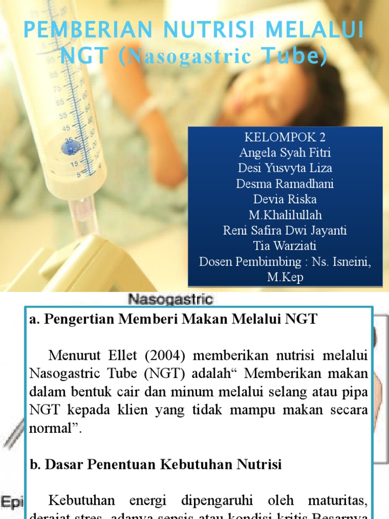 Pemberian Nutrisi Melalui NGT (Nasogastric Tube) | PDF