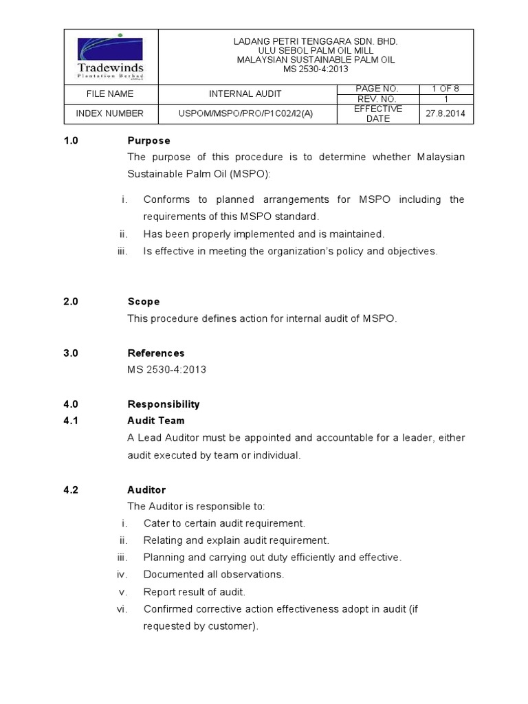 Procedures for Conducting a Comprehensive Internal Audit of Malaysian ...
