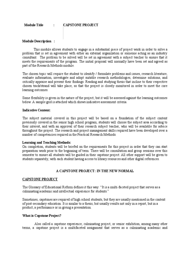 Module Title: Capstone Project | PDF | Thesis | Data Analysis