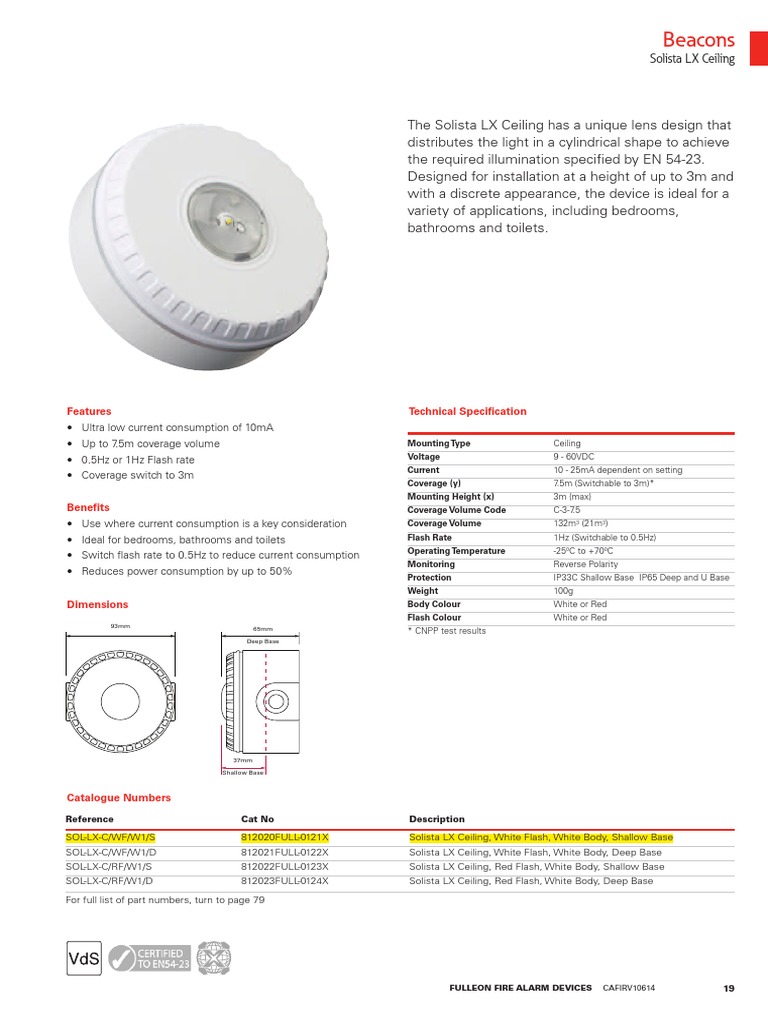 Fulleon Fire Alarm Devices - Product Catalogue | PDF | Flash ...