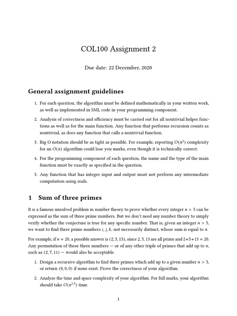 COL100 Assignment 2 | PDF | Prime Number | Function (Mathematics)