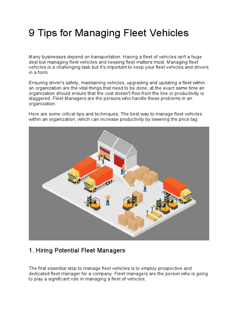 9 Tips For Managing Fleet Vehicles. GUest POst | PDF | Finance & Money ...