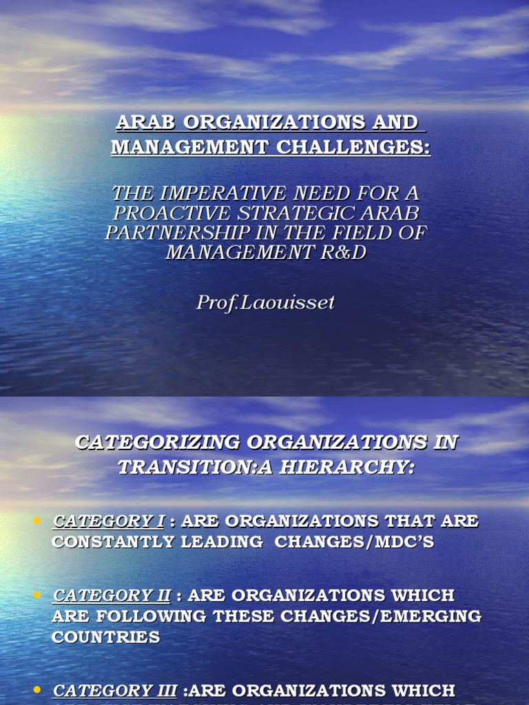 Arab Organizations and Management Challenges | PDF | Consultant | Science