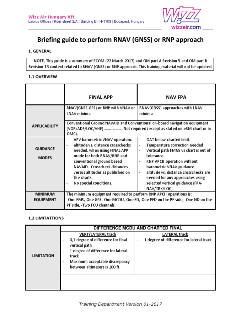 Briefing Guide To Perform RNAV (GNSS) or RNP Approach - V1 | PDF ...