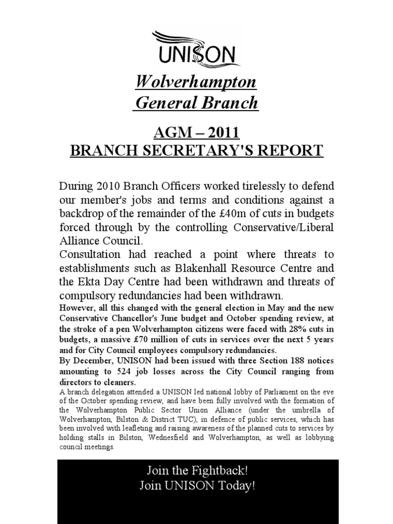 Branch Sec Report 2011 | PDF | Employment | Public Sphere