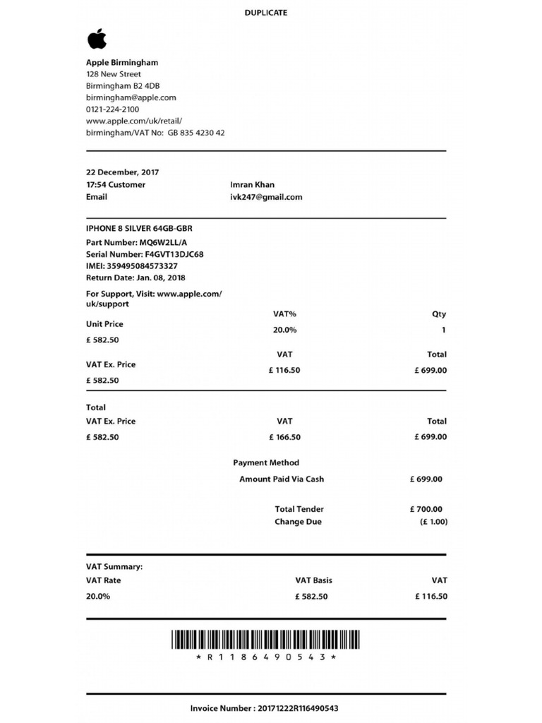 Invoice Apple | PDF