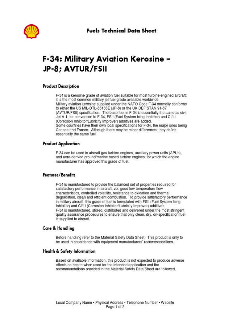GPCDOC Fuels Local TDS Aviation Fuels TDS - F-34 - Military Aviation ...