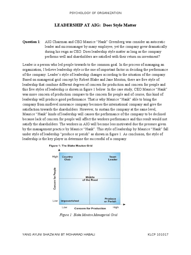 Leadership at Aig | PDF | Leadership | Behavioural Sciences