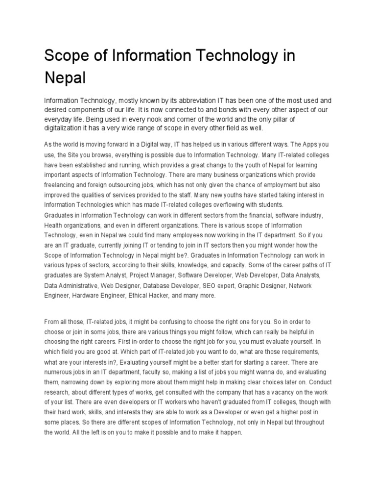 Scope of Information Technology in Nepal | PDF | Information Technology ...