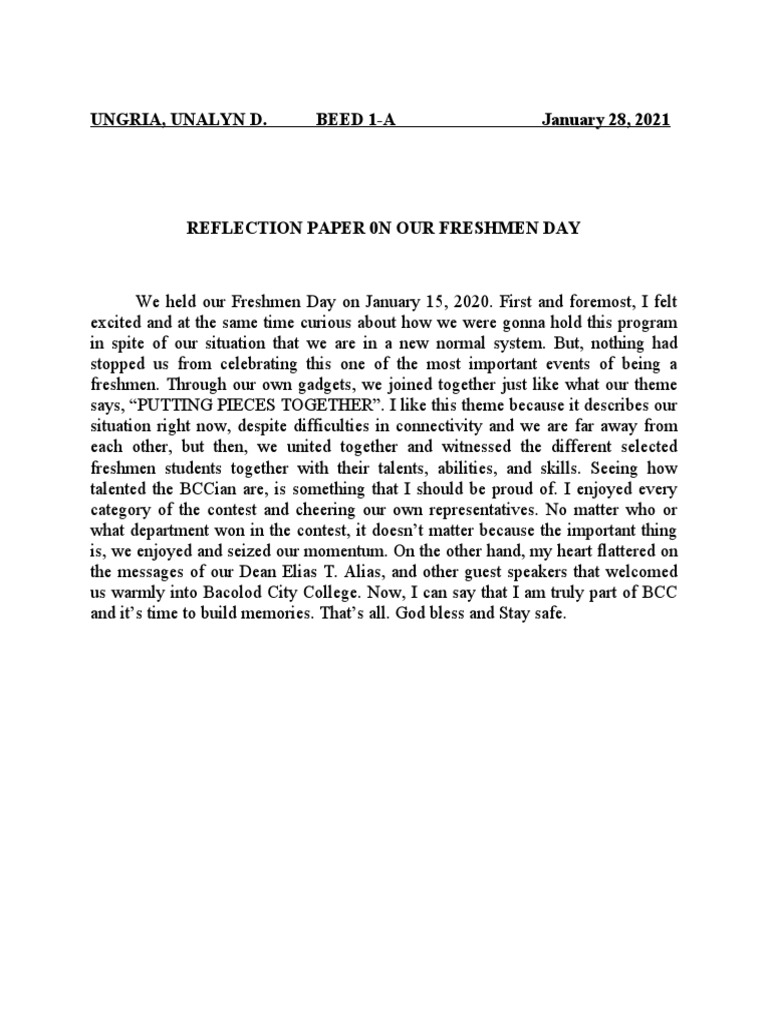 Reflection Paper (NSTP) | PDF