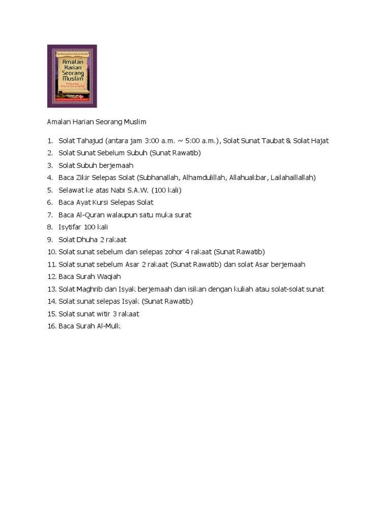 Amalan Harian Seorang Muslim | PDF