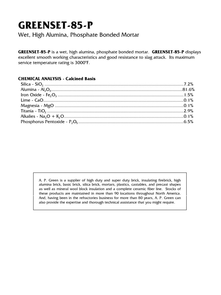Greenset 85 P | PDF