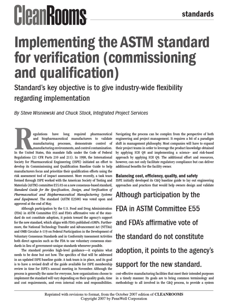 Implementing The ASTM Standard For Verifi Cation (Commissioning and ...