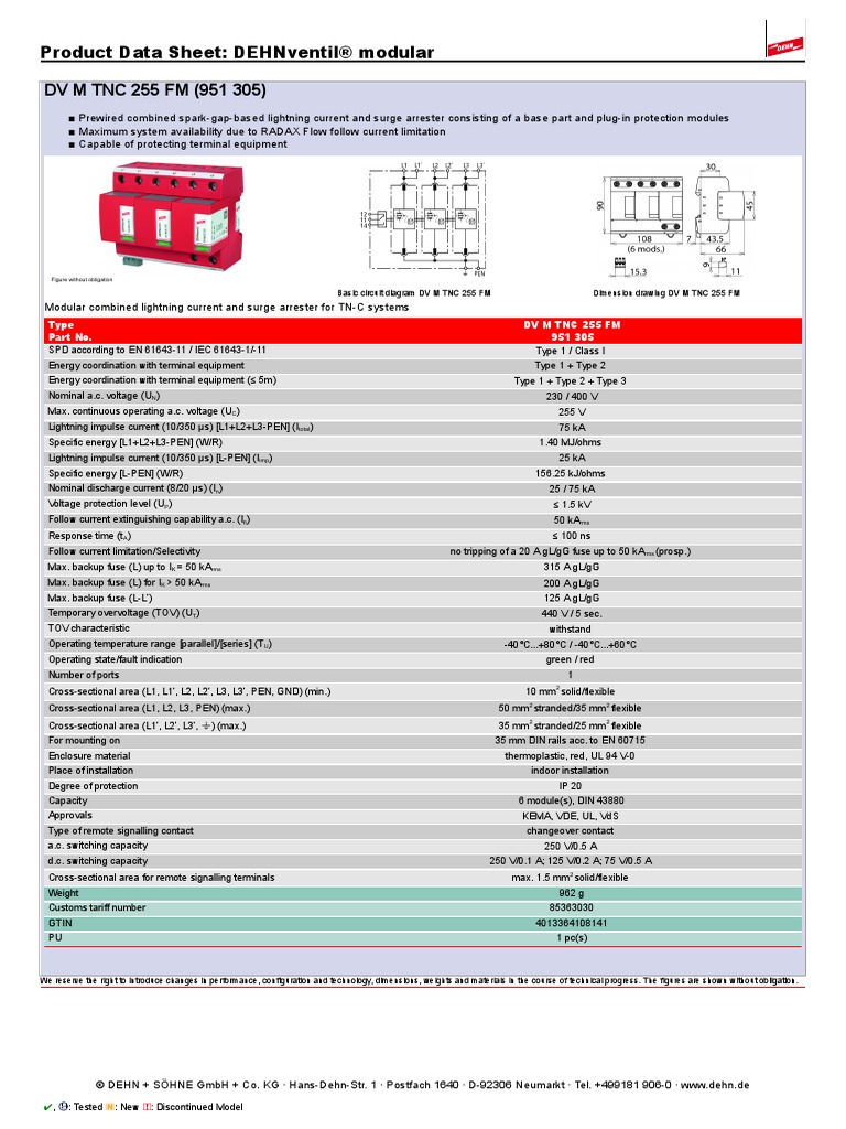 DV M TNC 255 FM (951 305) : Product Data Sheet: Dehnventil® Modular ...