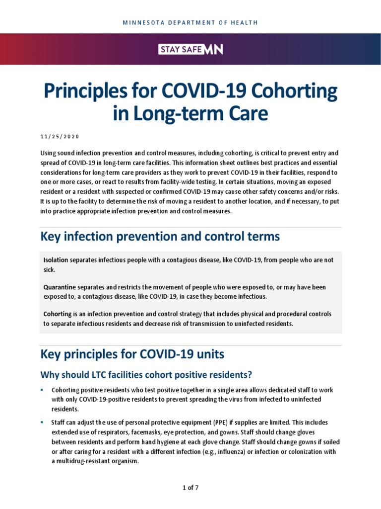 Principles For COVID-19 Cohorting in Long-Term Care: Key Infection ...