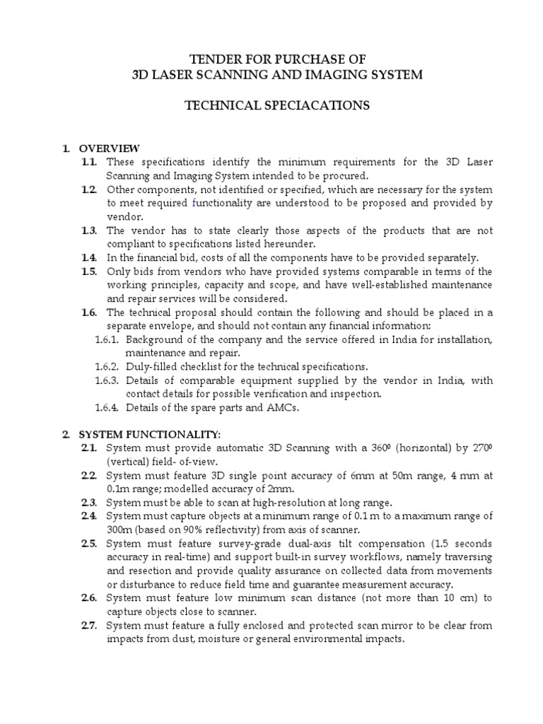 Laser Scanning Tender | PDF | 3 D Computer Graphics | Computer Aided Design