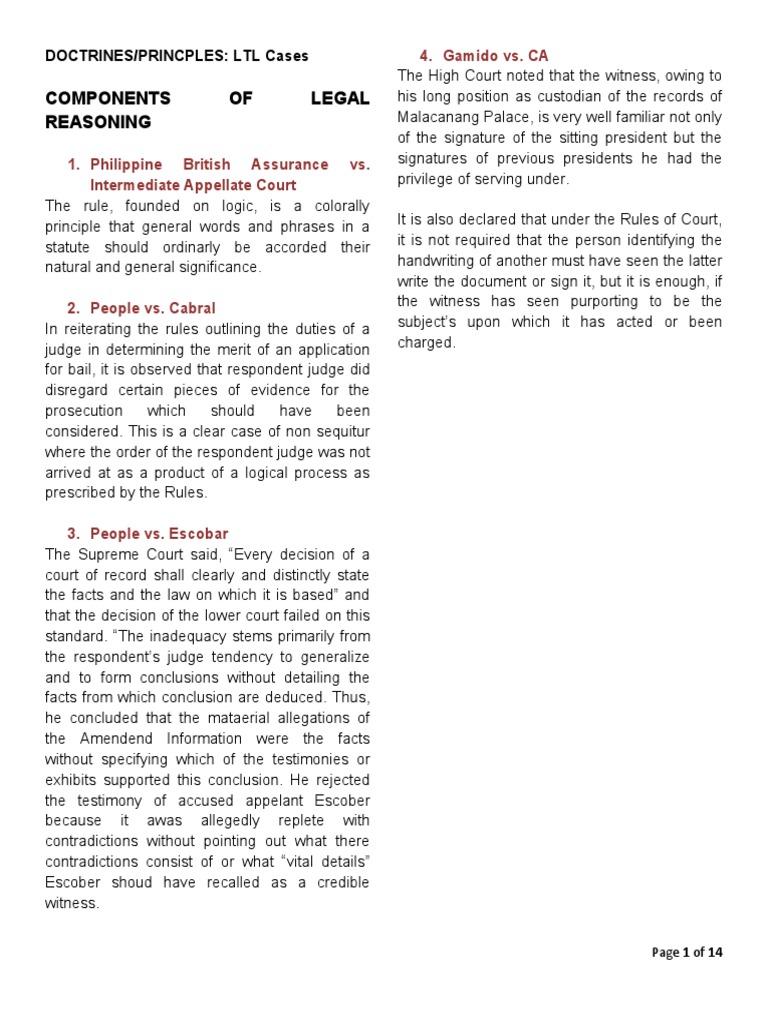 LTL Legal Doctrines and Evidence Principles | PDF | Precedent | Burden ...