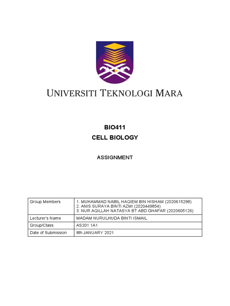 Bio411 Cell Biology Assignment Pdf Mitosis Cell Biology