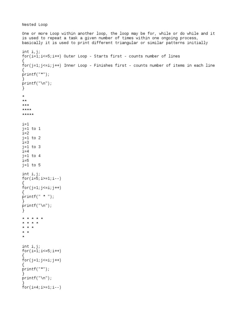 Nested Loops C | PDF | Computer Programming | Software Engineering