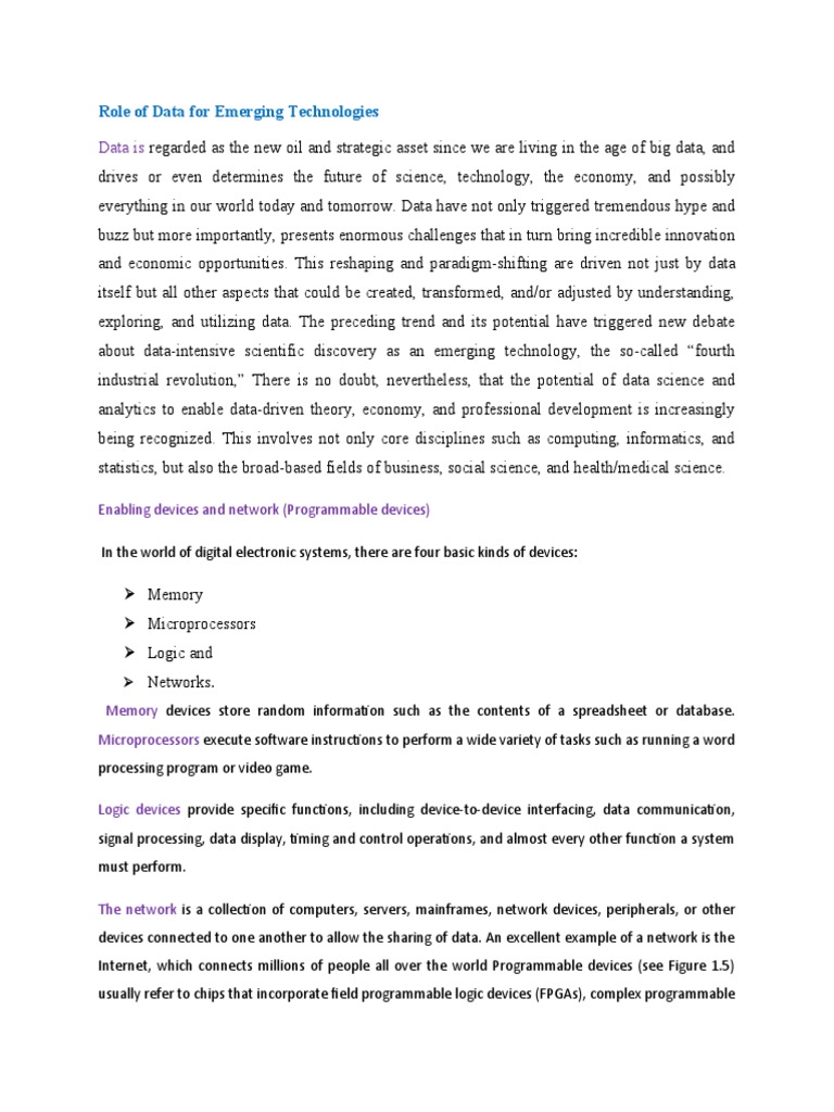 Role of Data For Emerging Technologies | PDF | Apache Hadoop | Computer ...