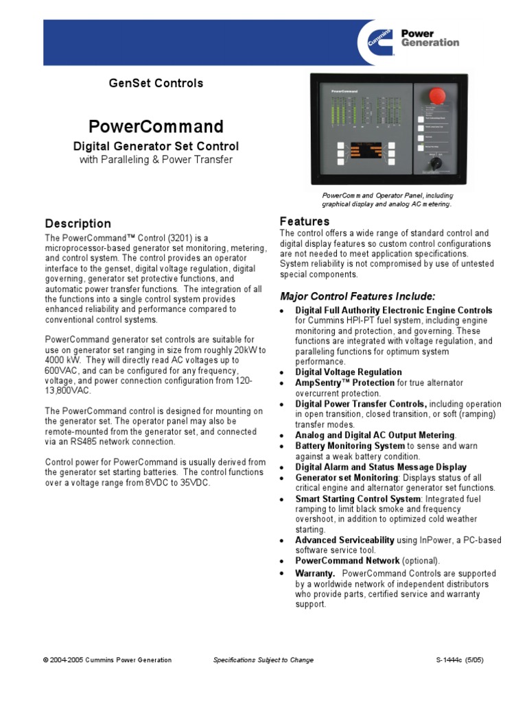Powercommand: Genset Controls | PDF | Switch | Mains Electricity