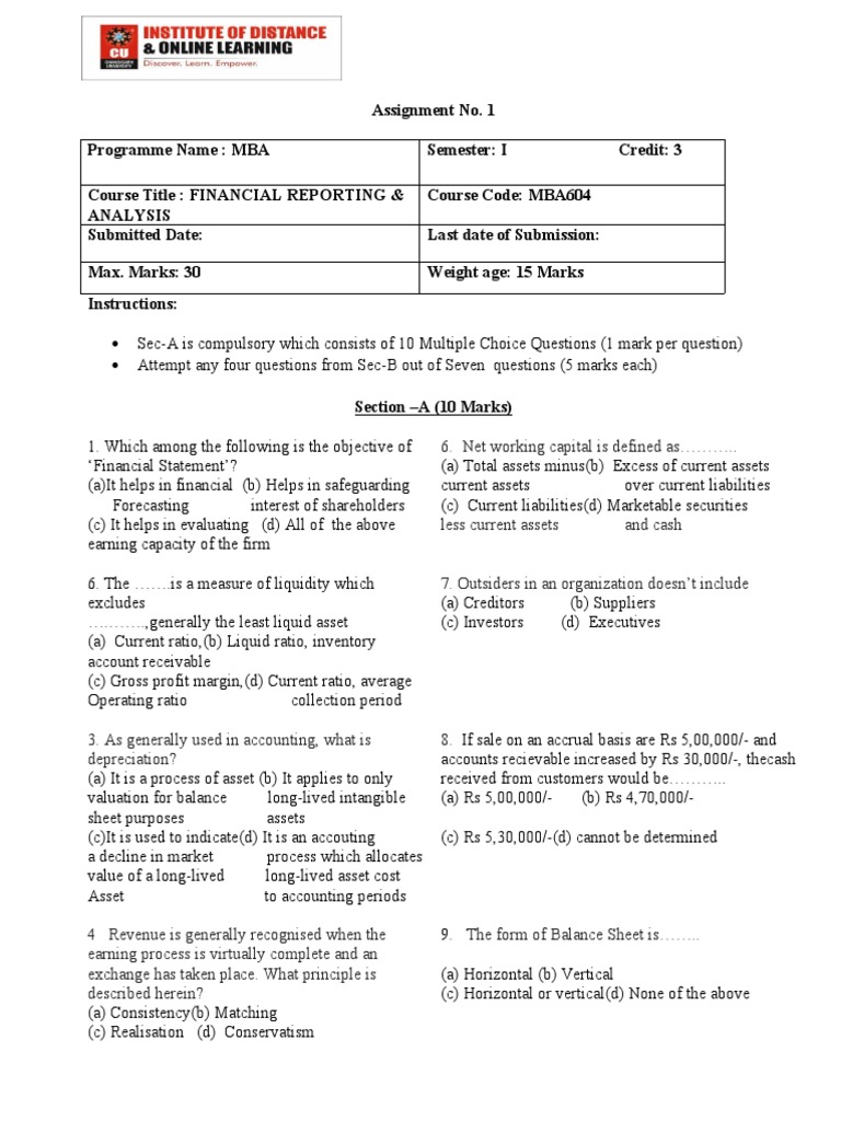 New FRA ASSIGNMENT 1 | PDF | Valuation (Finance) | Financial Statement