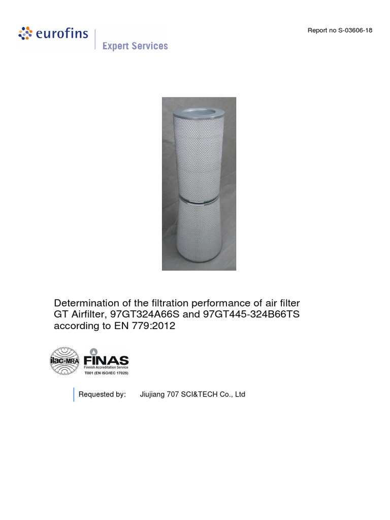 Test Report From EUROFINS For Model 660x445 | PDF | Aerosol | Flow ...