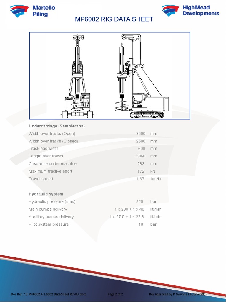 Martello - MP6002.Piling Rig Data Sheet | PDF | Mechanical Engineering ...