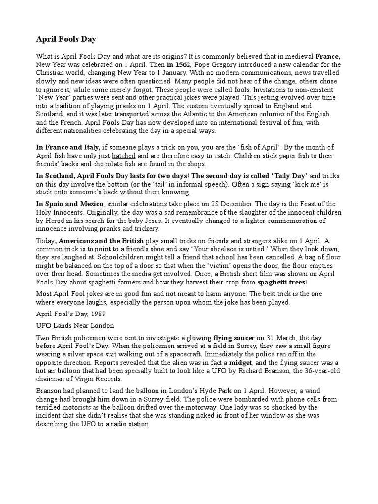 April Fool's Day Script | PDF | History