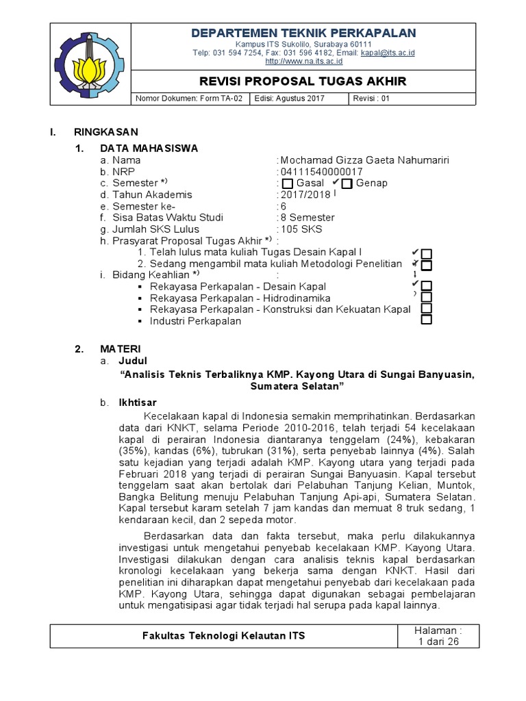Form TA-02 Revisi Proposal TA - Rev1last | PDF