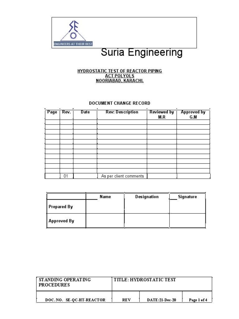Hydrostatic Test Procedures for Piping | PDF | Leak | Pipe (Fluid ...