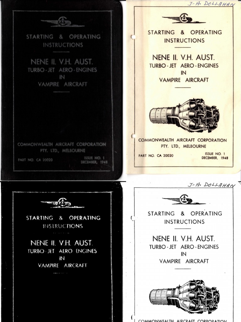 Nene II. V.H. Aust. Operational Instructions | PDF | Throttle | Jet Engine