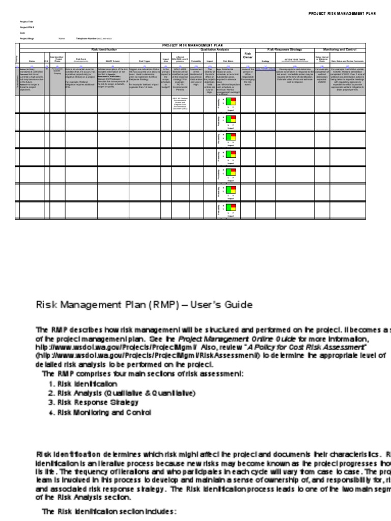 Risk Analysis and Management Plan Excel Template | PDF | Risk ...