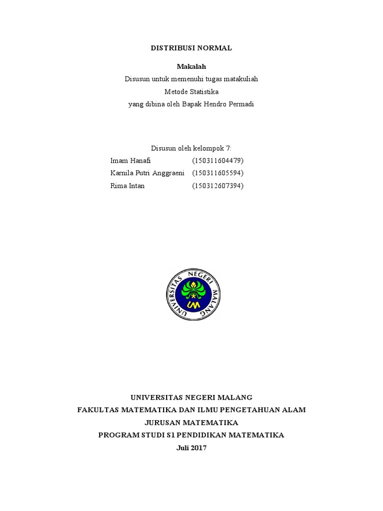 Rumus dan Contoh Distribusi Normal | PDF