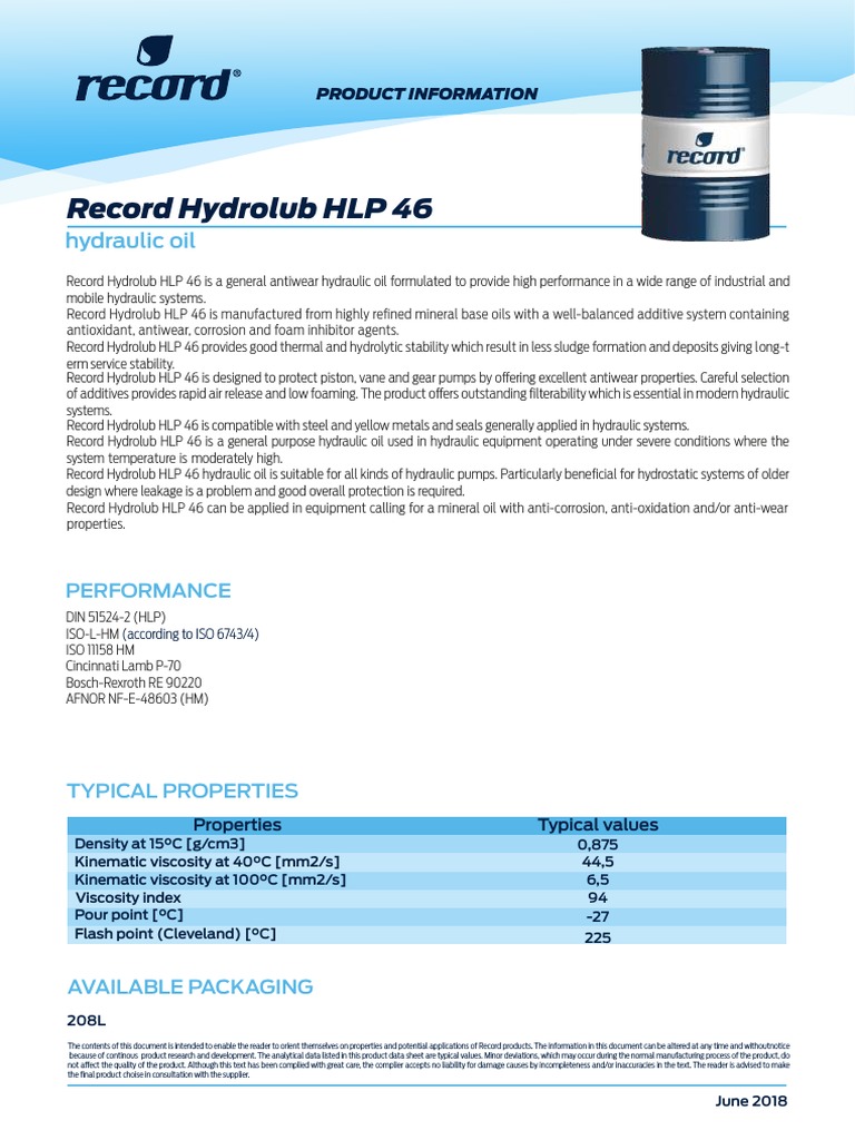 Record Hydrolub HLP 46 TDS VALTEC | PDF | Building Engineering ...