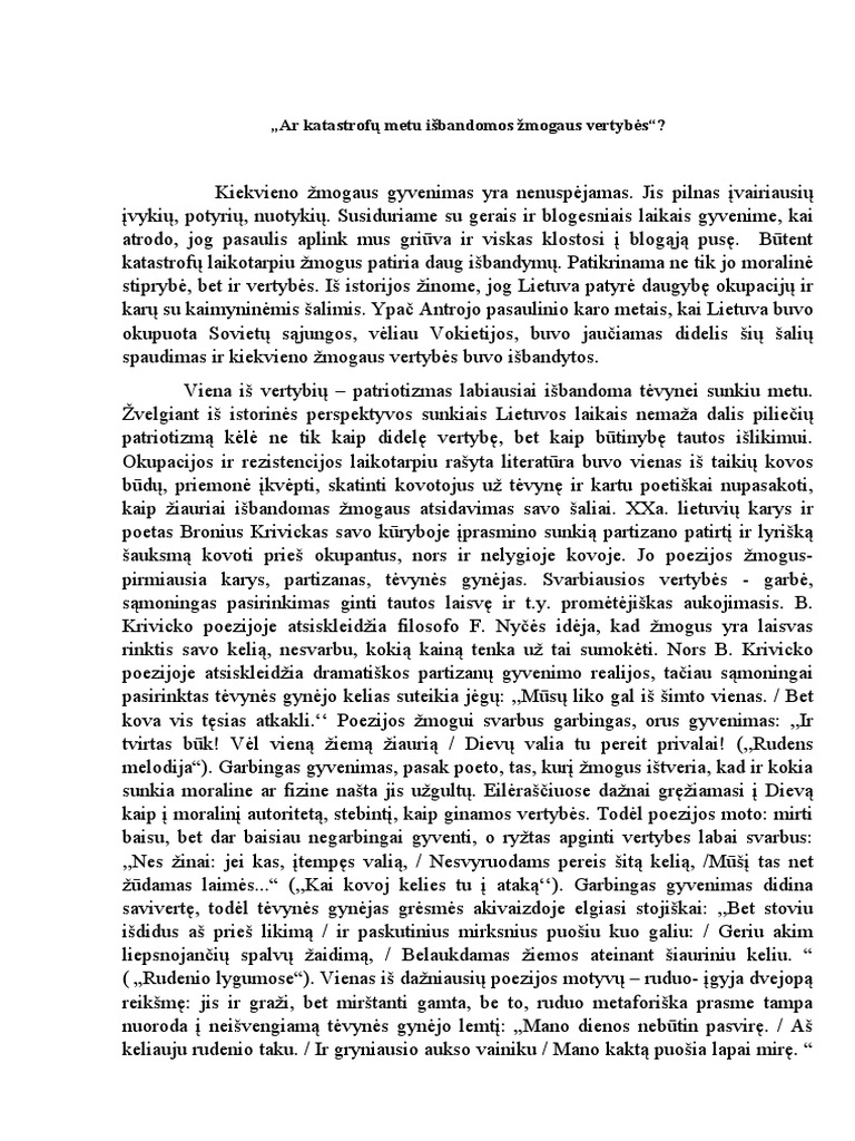 Ar Katastrofu Metu Yra Isbandomos Zmogaus Vertybes | PDF